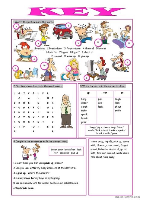 Phrasal Verbs Vocabulary Exercises W English Esl Worksheets Pdf And Doc