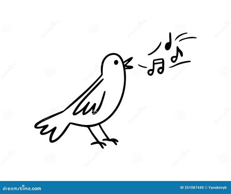Bird Nightingale Singing Doodle Hand Drawn Icon Outline Drawing Bird
