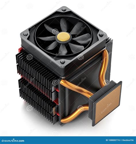 Computer CPU Fan And Heatsink Isolated On White Background D Illustration Stock Illustration