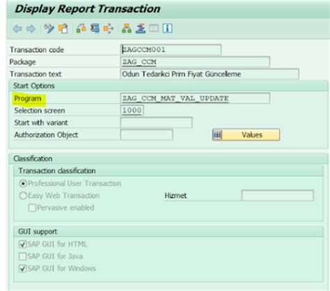 SAP SAP Tcode içinden Program Adını Bulma