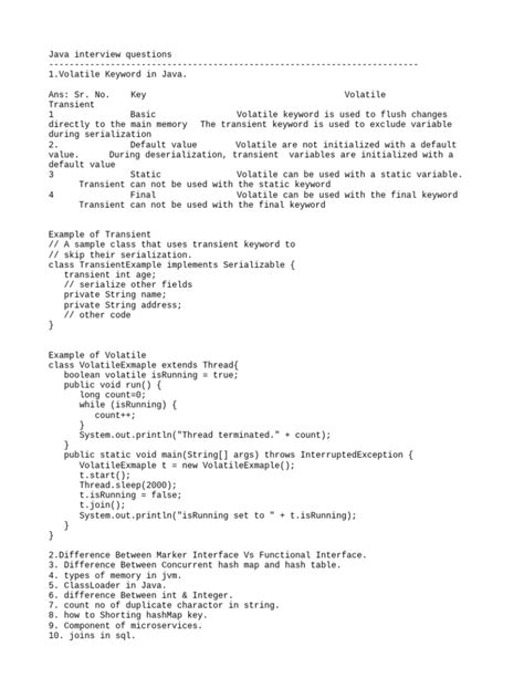 Java Interview Questions Pdf Java Programming Language Method Computer Programming