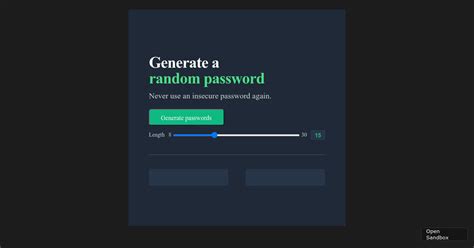 Password Generator Codesandbox