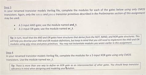 Solved Step 3 In Your Renamed Transistor Models Verilog