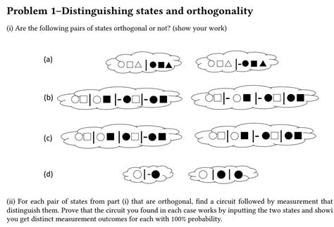 Solved Problem 1 Distinguishing States And Orthogonality I Chegg Com