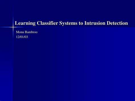 Ppt Learning Classifier Systems To Intrusion Detection Powerpoint