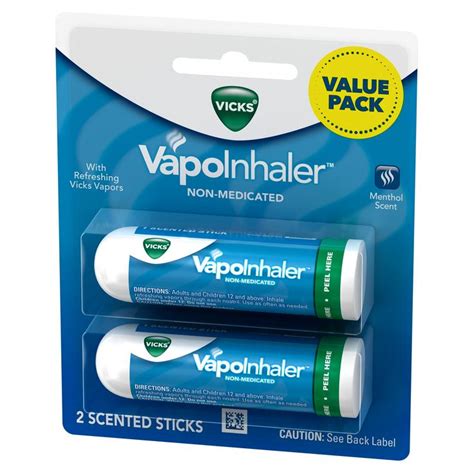 Vicks Vapoinhaler Non Medicated Portable Nasal Inhaler 2ct Vicks