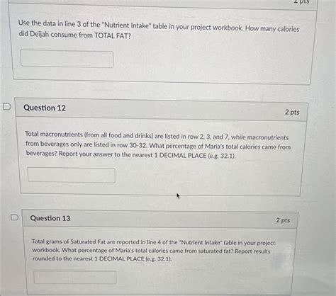 solved using the data in lines 2 3 and 7 of the nutrient