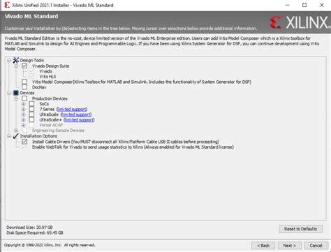 vivado 2022 1 ml standard without any device support requires 118gb