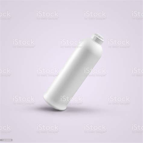 3d 렌더링 빈 흰색 화장품 플라스틱 병에는 회색 배경에 격리된 푸시 풀 캡이 있습니다 목업 디자인에 적합합니다 공란에 대한