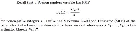 Solved Recall That A Poisson Random Variable Has Pmf For
