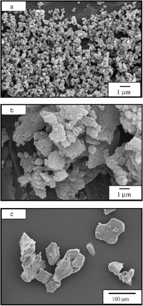 Scanning Electron Microscopy Micrographs Of The Starting Powders A