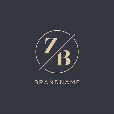 Initial Letter Zb Logo With Simple Circle Line Elegant Look Monogram Logo Style Vector