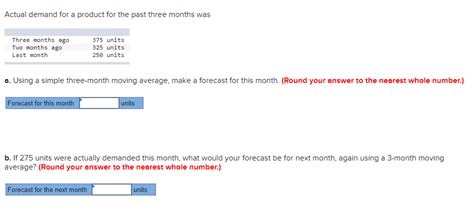 Solved Actual Demand For A Product For The Past Three Months