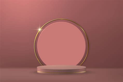 로즈 골드 럭셔리 배경에 3d 현실적인 연단 또는 받침대 0명에 대한 스톡 벡터 아트 및 기타 이미지 0명 가정의 방 기하 도형 Istock