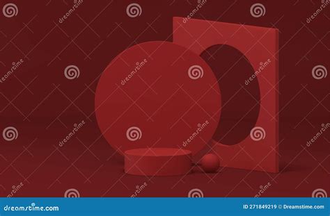Red 3d Stage Squared Pedestal Wall Isometric Product Presentation Foundation Realistic Vector