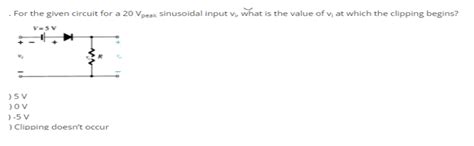 Solved For The Given Circuit For A Vpeak Sinusoidal Chegg
