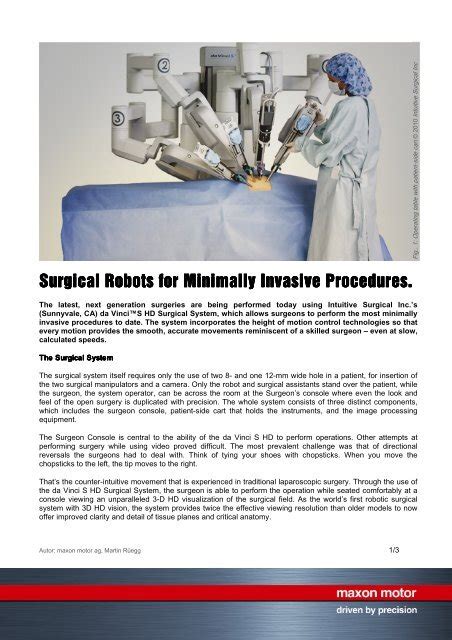 Maxon Motor Surgical Robots For Minimally Invasive Procedures