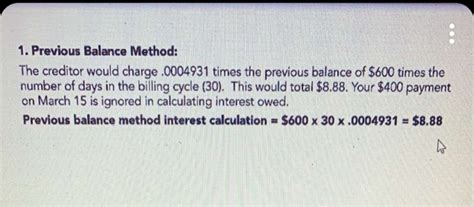 Solved 1 Previous Balance Method The Creditor Would Charge
