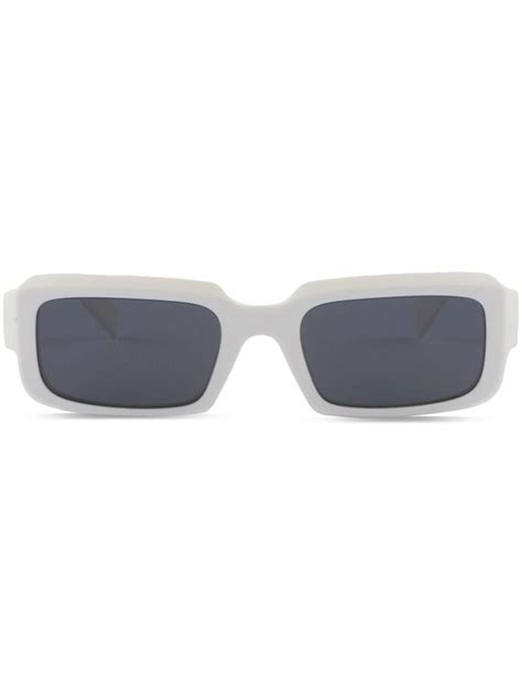 Prada Eyewear Symbole Rectangle Frame Sunglasses White Farfetch Uk