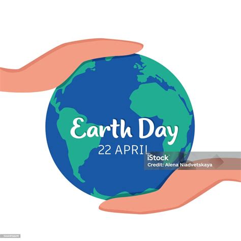 돌보는 손에 행성 지구 행복한 지구의 날 4월 22일 지구 공을 들고 손 지구를 구하세요 플랫 스타일 벡터 그림입니다 세이브 더 플래닛에 대한 스톡 벡터 아트 및 기타