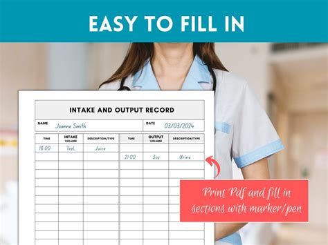 Fluids Intake And Output Record Fluid Balance Chart Intake Output Tracker Nursing Form Urine