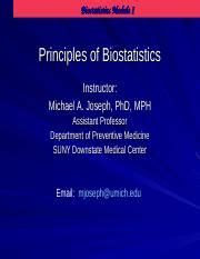Biostatistics Lecture Ppt Biostatistics Module I Principles Of Biostatistics Instructor