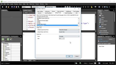 Configuring Expression Web To Create Pages Using Html5 And Css3 Youtube