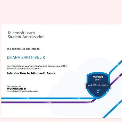 Completed Microsoft Azure Workshop On Cloud Computing Dhana Sakthivel Karuppanan Posted On The