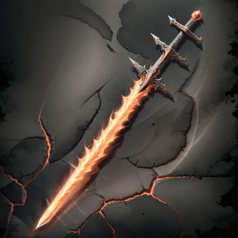 Espada De Fogo No Chão Foto Premium