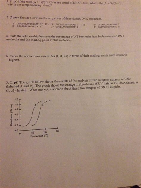 solved if the ratio a g t c in one strand of dna is