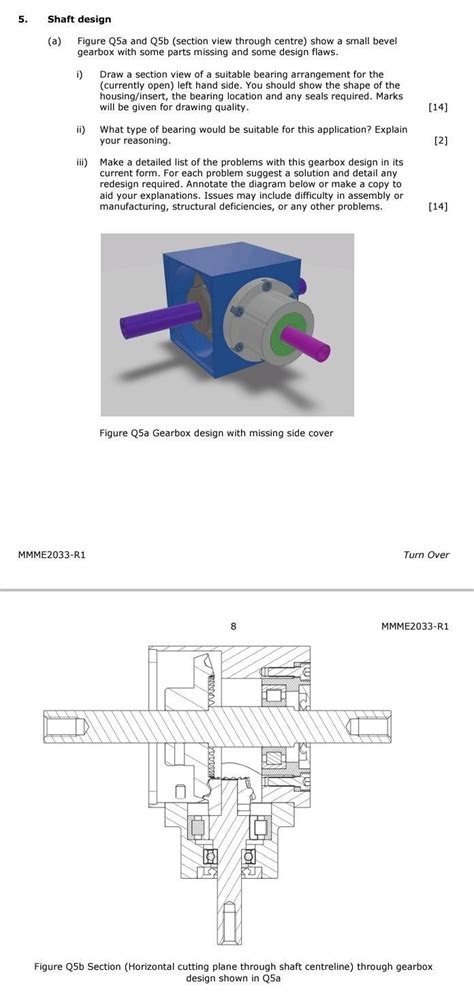 5 Shaft Design A Figure Q5a And Q5b Section View