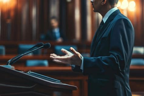 Premium Photo Cropped Crime Public Defender Presenting Case Making Passionate Speech To Judge