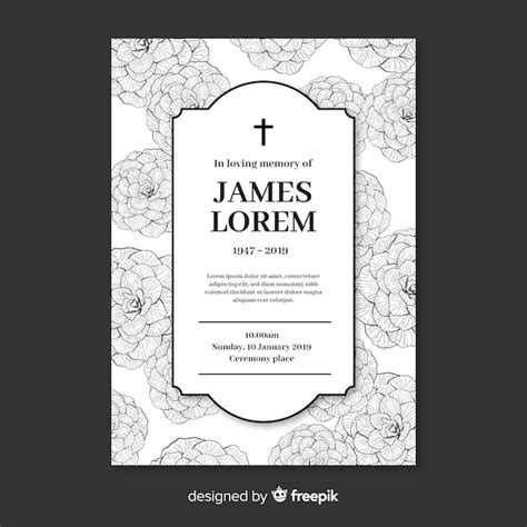 장례식 카드 템플릿 무료 벡터
