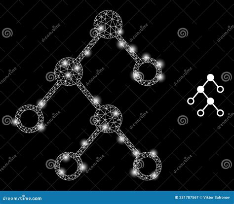 Polygonal 2d Mesh Binary Chart Nodes With Glare Spots Stock Vector