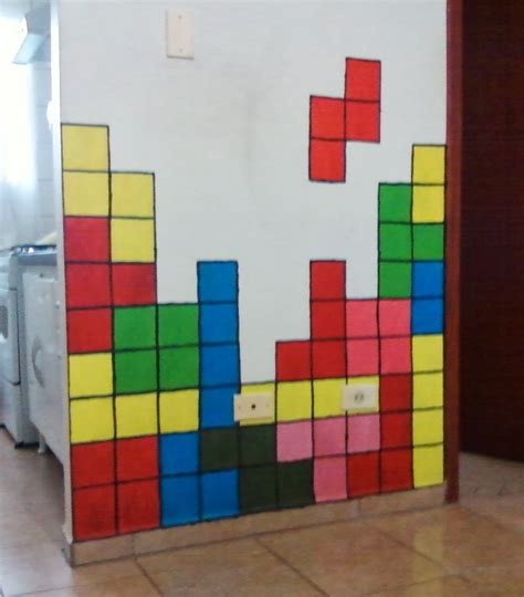 anderson parede pintada com tinta óleo jogo tetris