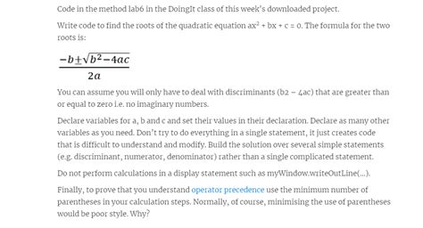 Solved Code In The Method Labo In The Doingit Class Of This