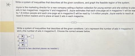 Solved Write A System Of Inequalities That Describes All The Chegg Com