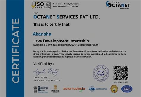 Akanksha Mishra On Linkedin Javadevelopment Internship Octanet