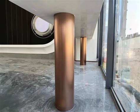 Custom Curved Stainless Steel Clad Columns In Rose Gold Foshan Hn Metal