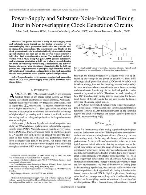 Pdf Power Supply And Substrate Noise Induced Timing Jitter In