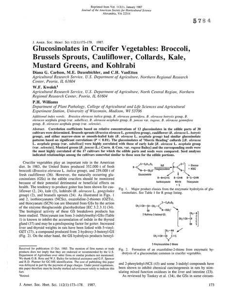Pdf Glucosinolates In Crucifer Vegetables Broccoli Brussels Sprouts
