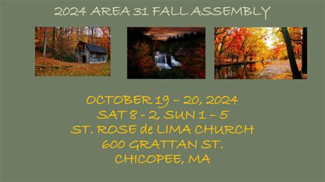Fall Assembly Mini Conference Hybrid Area 31 Western Massachusetts