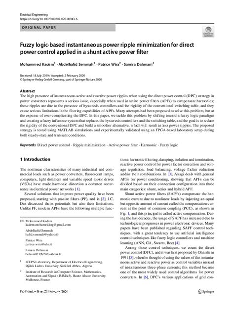 pdf fuzzy logic based instantaneous power ripple minimization for