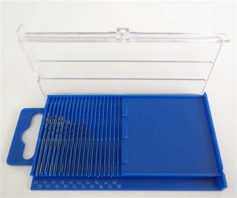 20pc Hss Diamond Twist Mini Drill Bit Wire Gauge Set Index 61 80 In Plastic Case Property Room