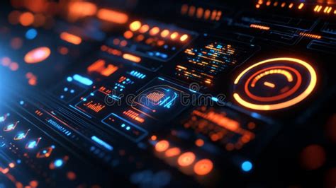 Futuristic Technology Interface Displays Data Metrics Stock