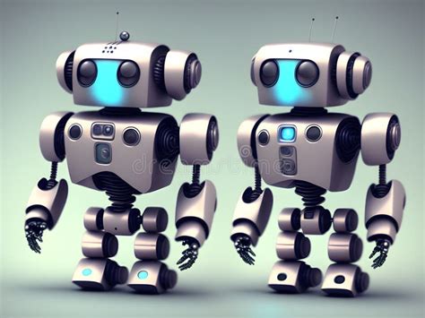 Adorable Robot Generative Ai Illustration Stock Illustration