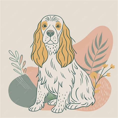 Un Dibujo De Un Perro Con Cabello Largo Y Orejas Largas Vector Premium