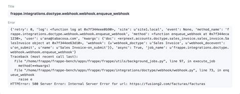 erpnext webhook error integration frappe forum