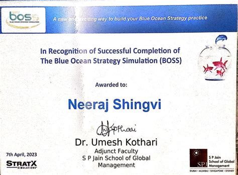 Neeraj Shingvi On Linkedin Yes It Is The Boss Blue Ocean Strategy Simulation Certification