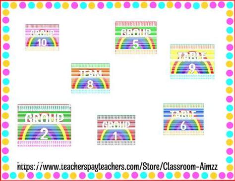 Printable Table Numbers Rainbow Colors Table Numbers Classroom Table Numbers